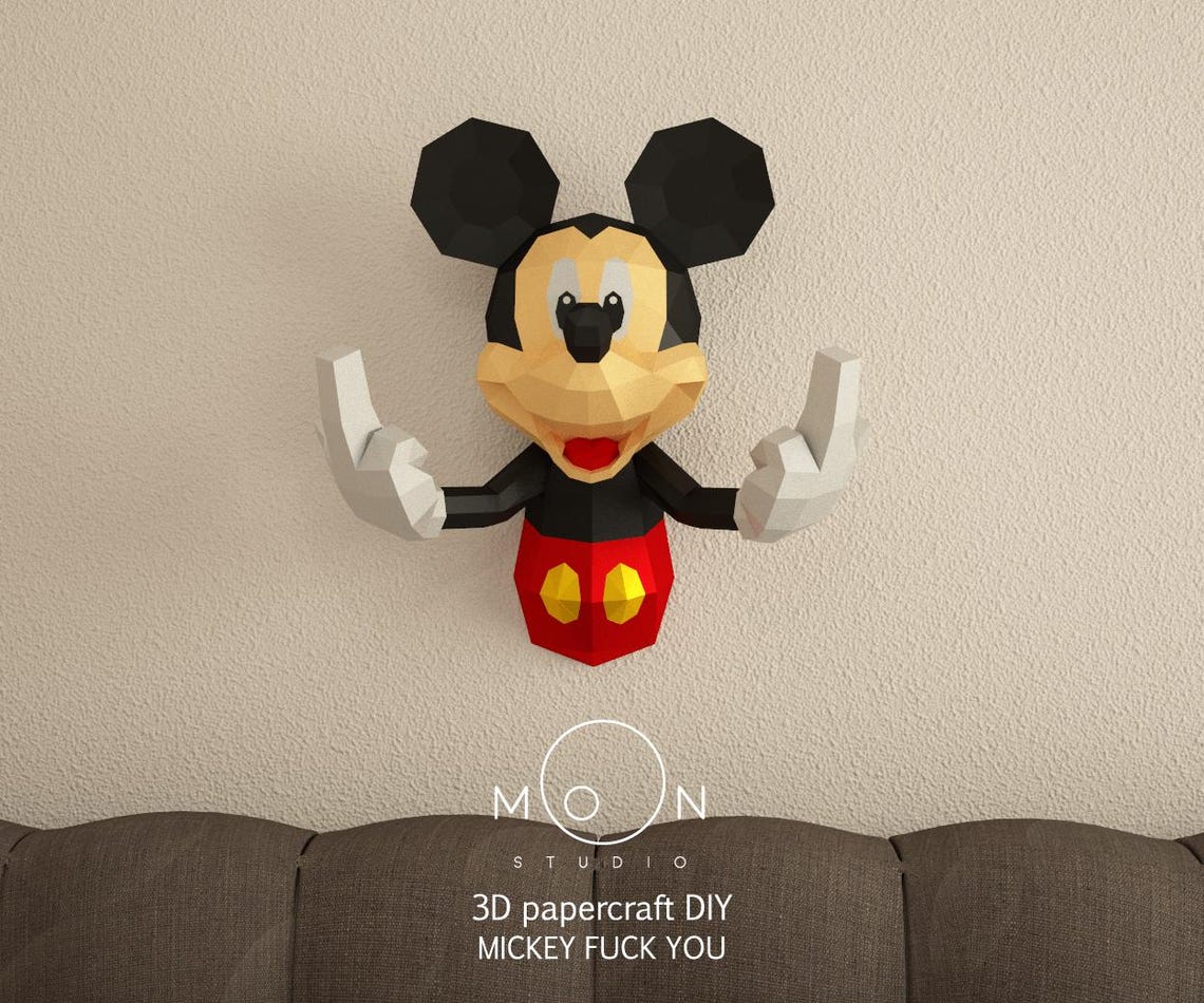 Mickey, DIY, Papercraft, Pdf, Svg, Dxf, Low Poly, 3D Model, Craft ...