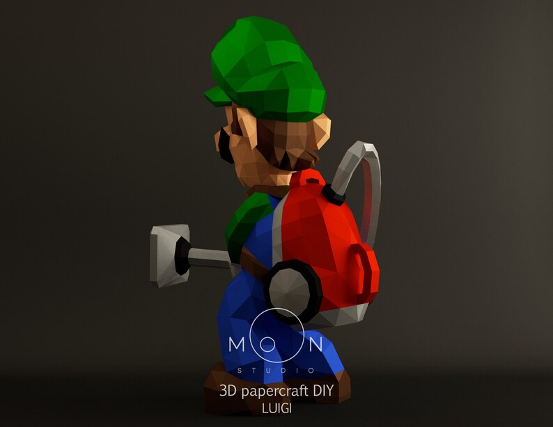 Luigi Mansion, DIY, Papercraft, PDF, Svg, Dxf, Low Poly, 3D Model ...