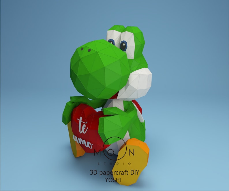 Yoshi Te Amo, DIY, Papercraft, PDF, Svg, Dxf, Low Poly, 3D Model, Craft ...