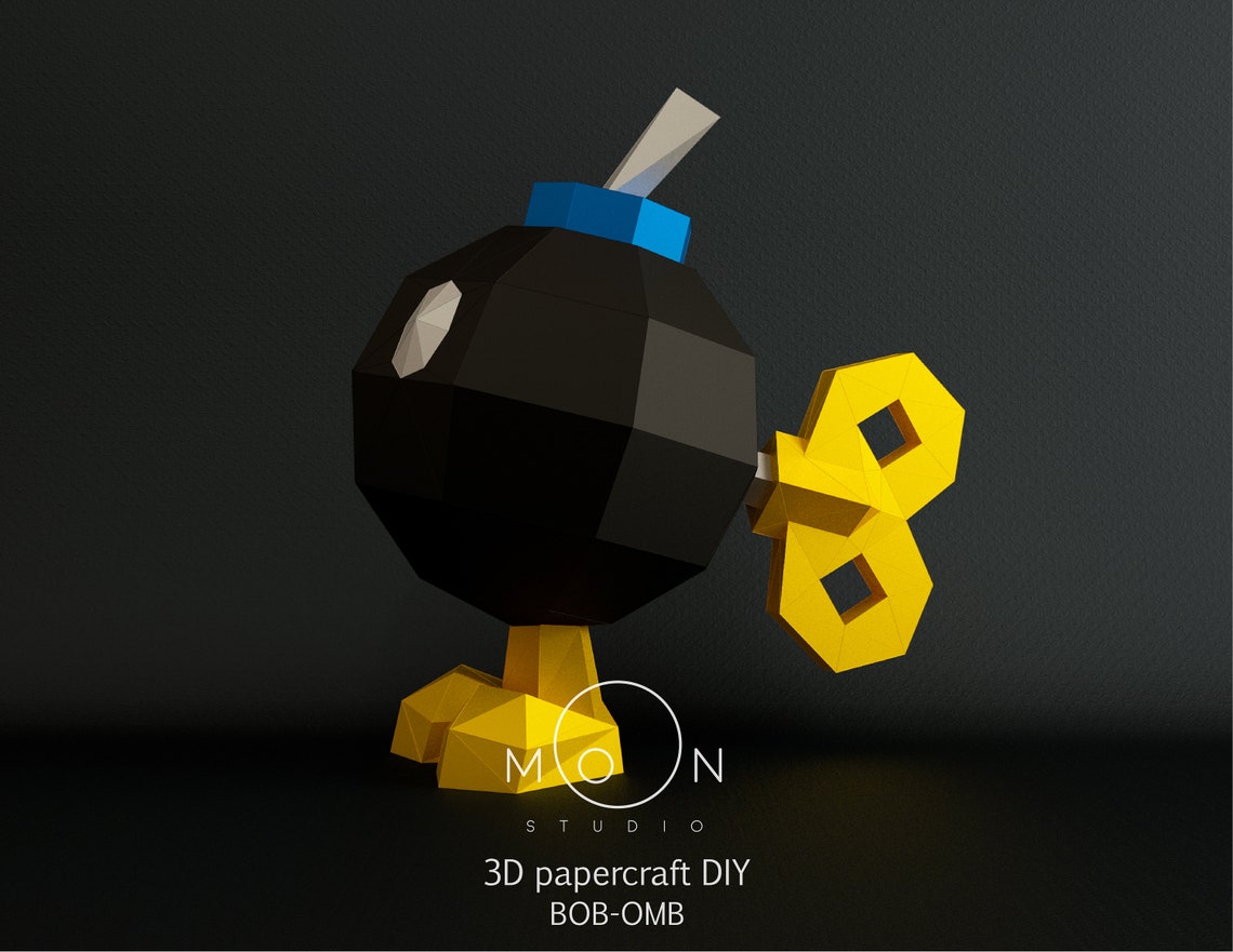 Bob-omb, DIY, Papercraft, PDF, Svg, Dxf, Low Poly, 3D Model, Craft ...
