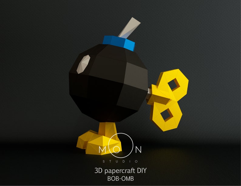 Bob-omb, DIY, Papercraft, PDF, Svg, Dxf, Low Poly, 3D model, Craft ...