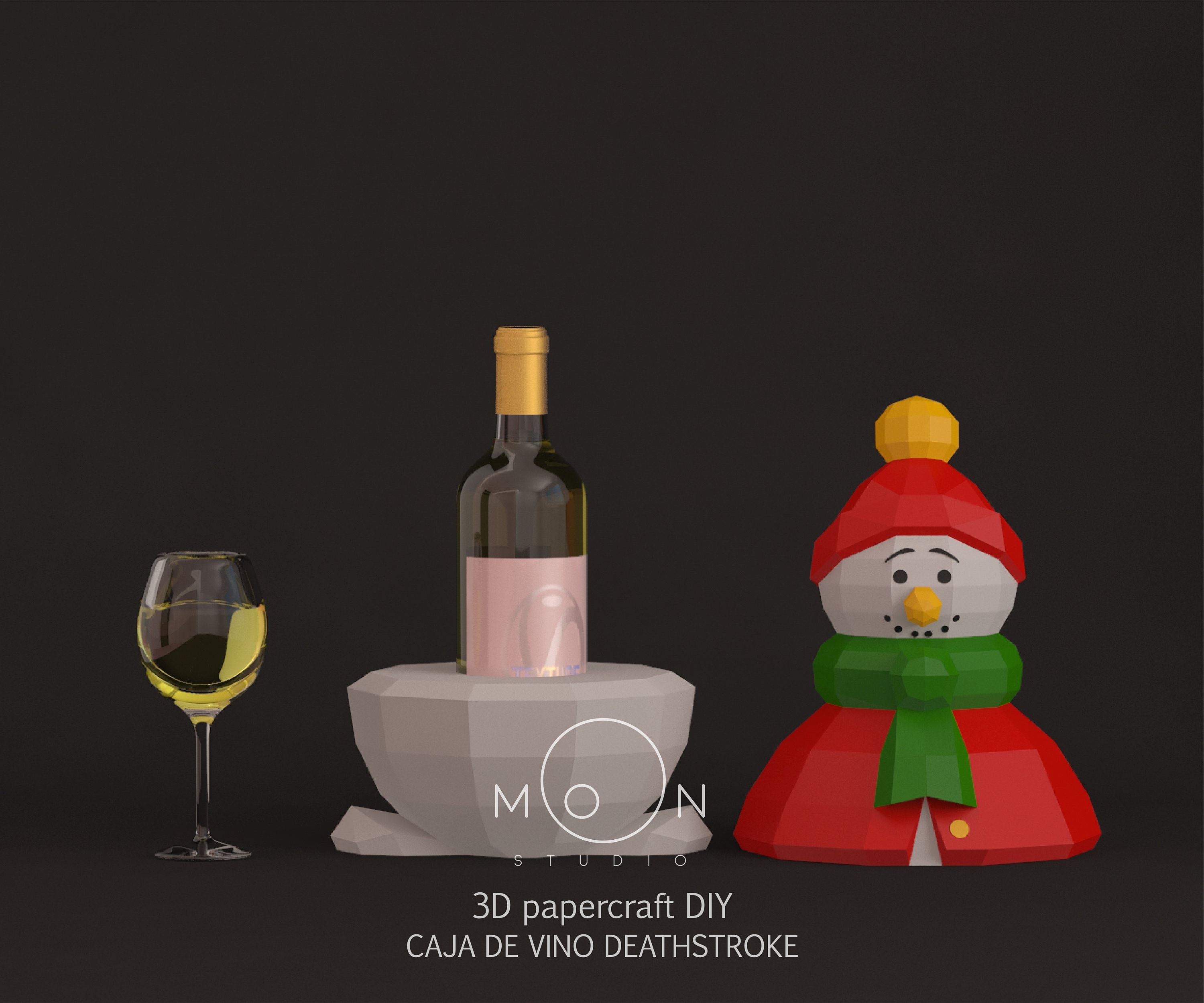 Snowman Wine Box, Papercraft, PDF Templates, DIY 3D Model, Low Poly ...