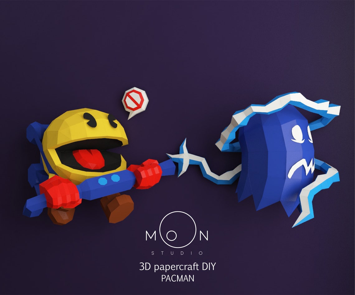 Pacman, DIY, Papercraft, PDF, Svg, Dxf, Low Poly, Cricut, Maker, Cameo ...