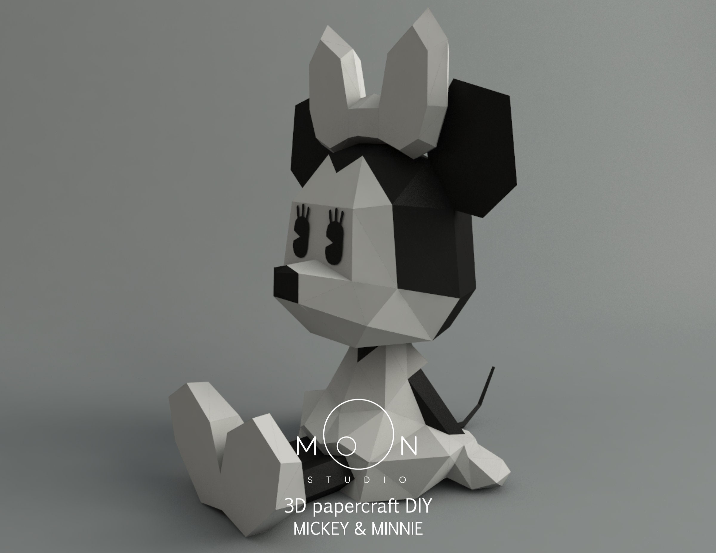 Mickey & Minnie Papercraft PDF, SVG, Dxf Template for Children's Room ...