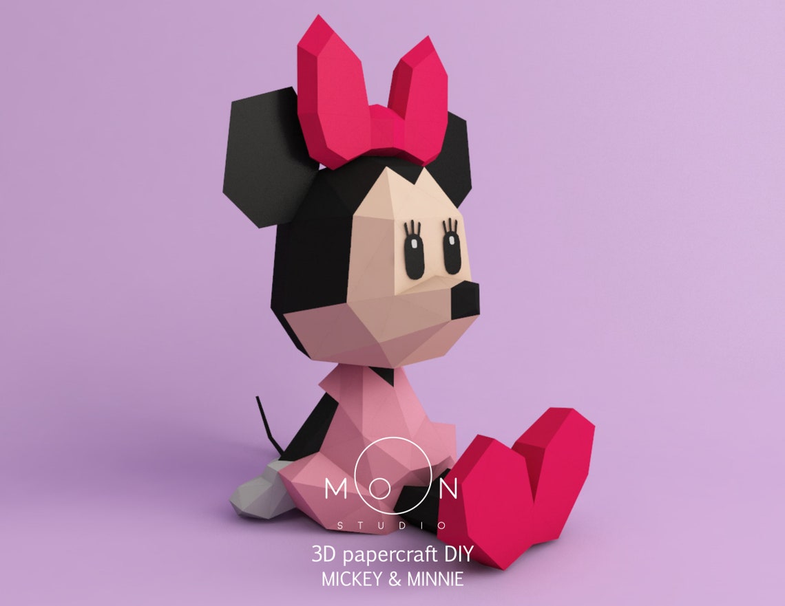 Mickey & Minnie Papercraft PDF, SVG, Dxf Template for Children's Room ...