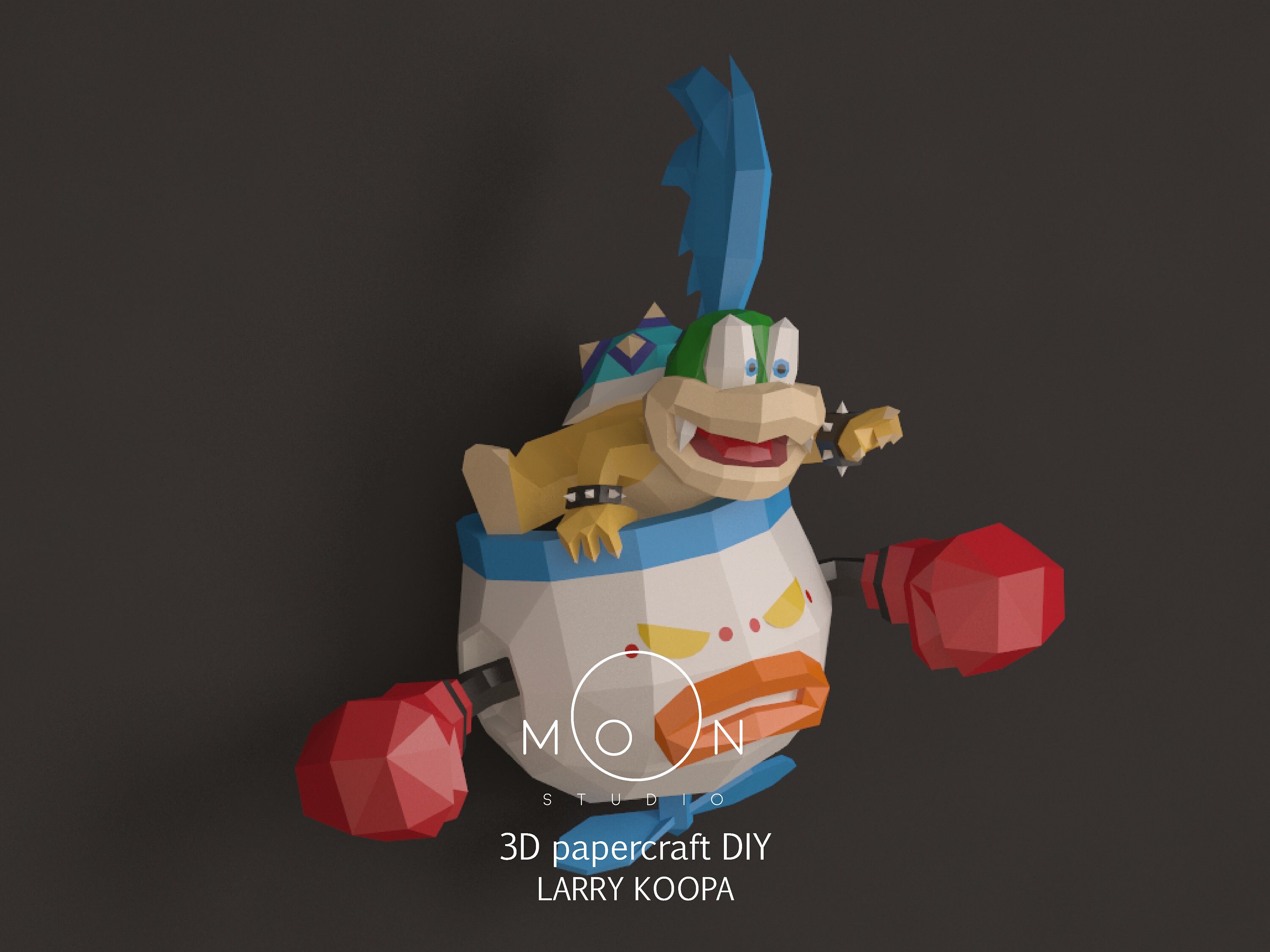 Larry Koopa, Wall Papercraft PDF, Dxf, Cameo, Svg, DIY, Low Poly Paper ...