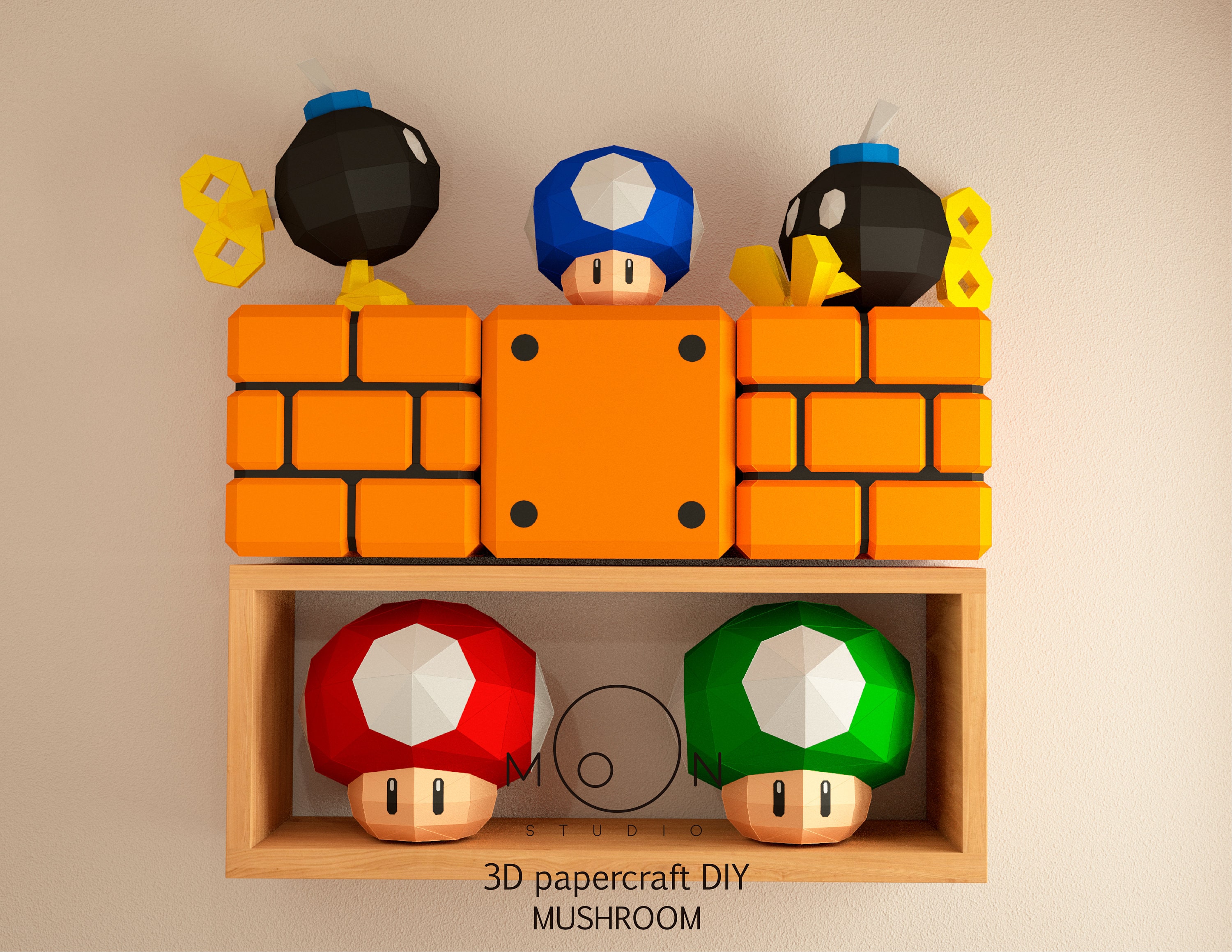 Mushroom DIY Papercraft PDF Svg Dxf Low Poly 3D model - Etsy México