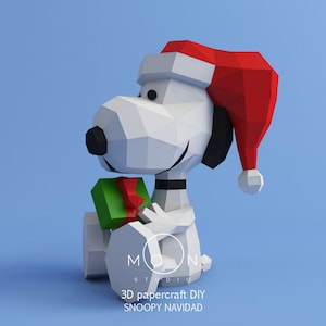 Snoopy Navidad, DIY, Papercraft, pdf, svg, dxf, Low Poly, 3D model ...
