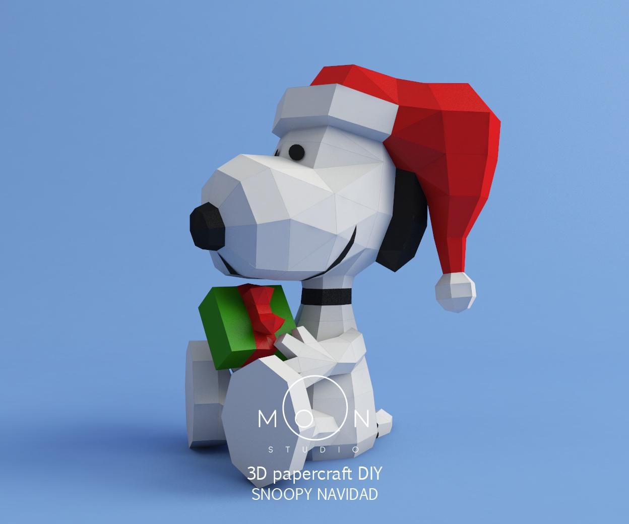 Snoopy Christmas, DIY, Papercraft, Pdf, Svg, Dxf, Low Poly, 3D Model ...