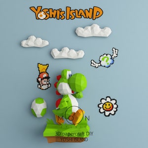 Yoshi Island, DIY, Papercraft, PDF, Svg, Dxf, Low Poly, 3D Model, Craft ...