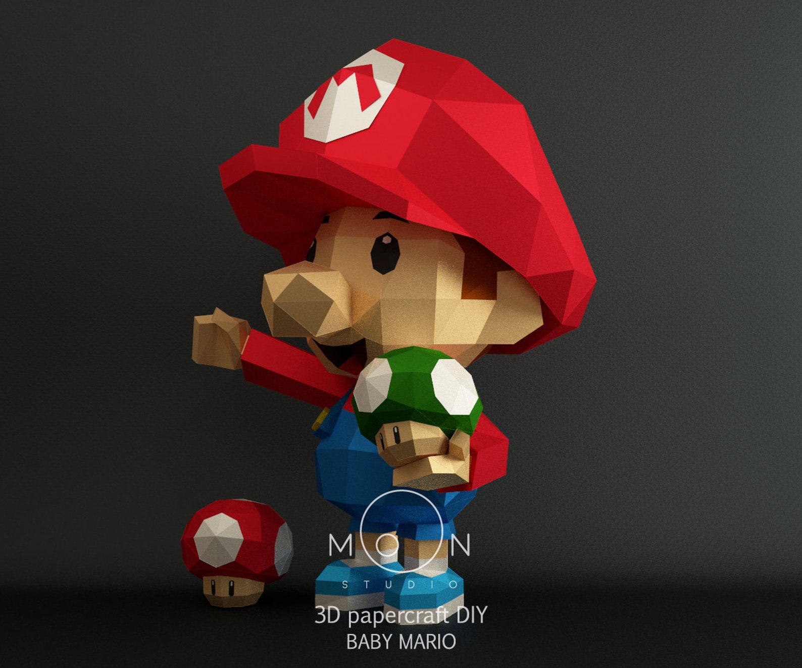 Baby Mario, DIY, Papercraft, PDF, Svg, Dxf, Low Poly, 3D Model, Craft ...