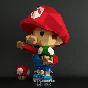 Baby Mario, DIY, Papercraft, PDF, Svg, Dxf, Low Poly, 3D Model, Craft ...