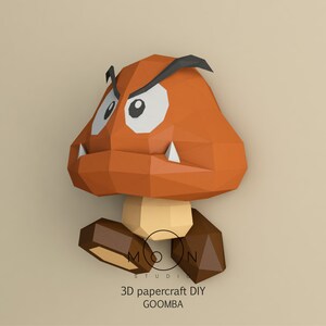Goomba, DIY, Papercraft, PDF, Svg, Dxf, Low Poly, 3D Model, Craft ...