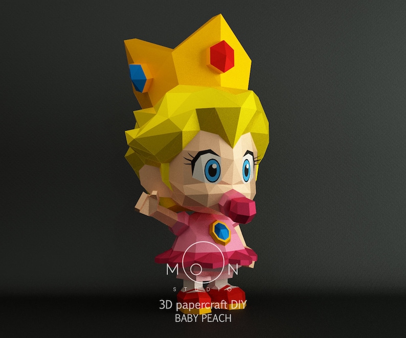 Baby Peach, DIY, Papercraft, PDF, Svg, Dxf, Low Poly, 3D Model, Craft ...