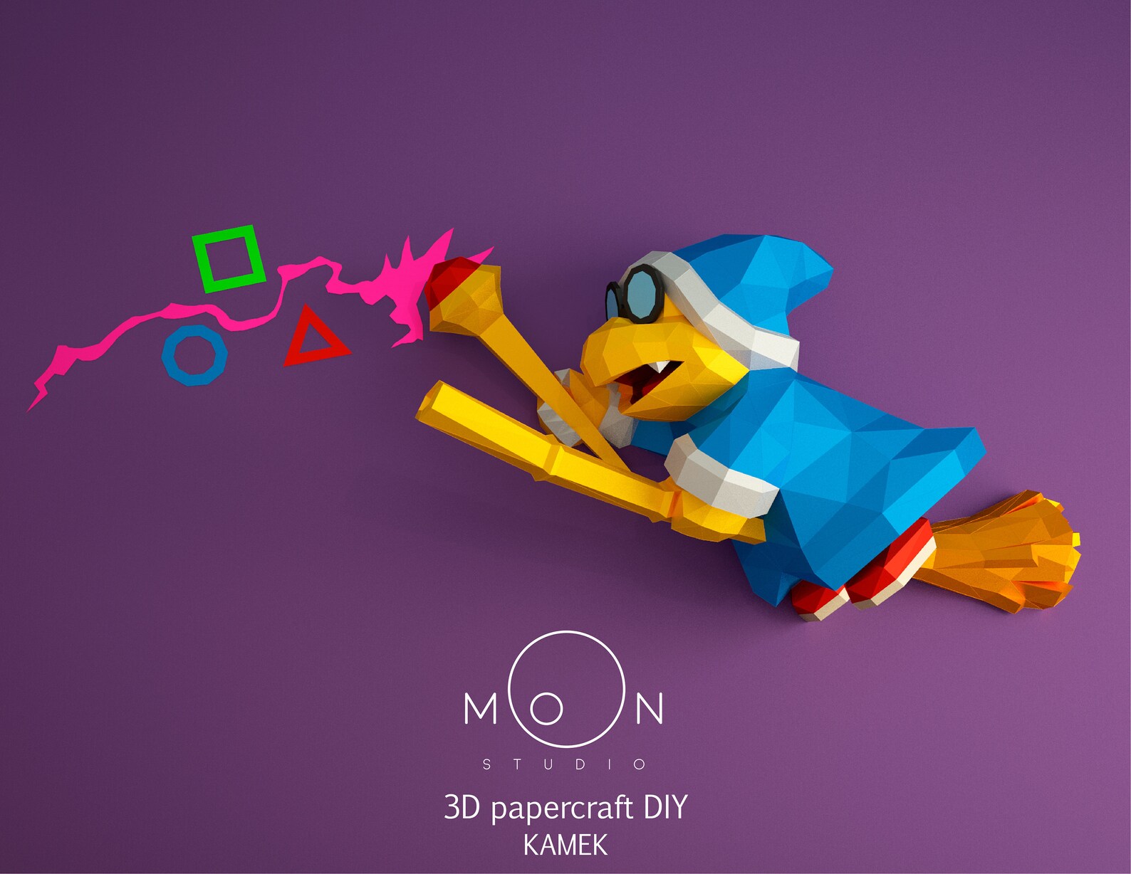 Kamek, DIY, Papercraft, PDF, Svg, Dxf, Low Poly, 3D model, Craft, Paper ...