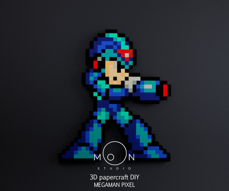 Megaman Pixel DIY Papercraft Low Poly Dxf Svg Video - Etsy