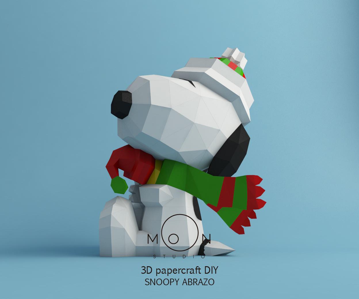 Snoopy Hug, DIY, Papercraft, Pdf, Svg, Dxf, Low Poly, 3D Model, Craft ...