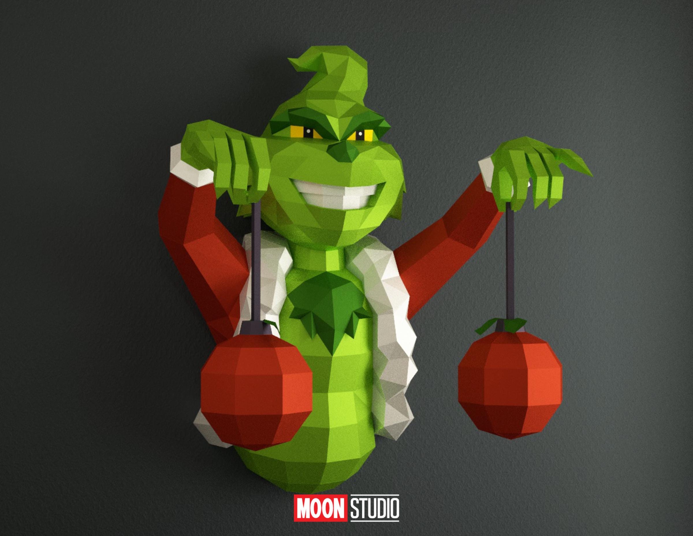 Grinch 2, DIY, Papercraft, PDF, Svg, Dxf, Low Poly, 3D Model, Craft ...