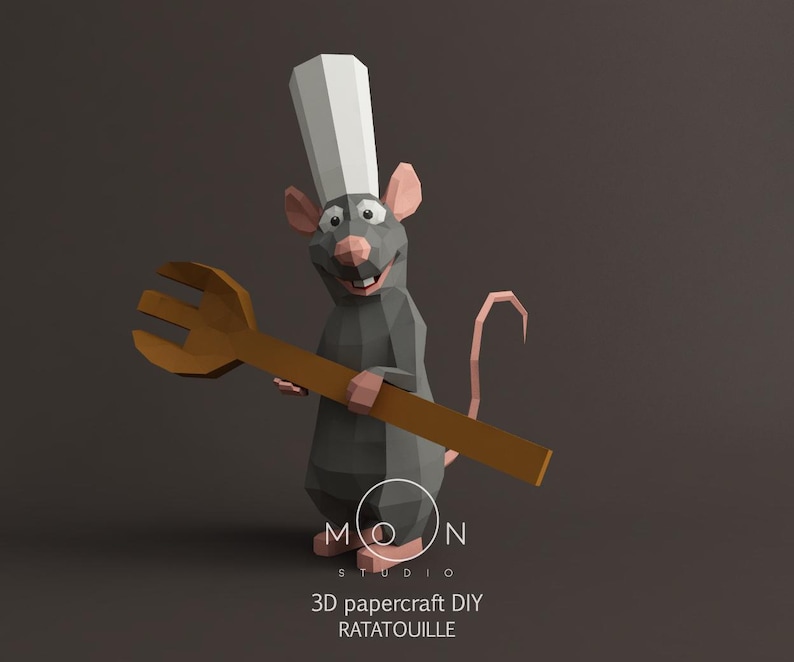 Ratatouille, DIY, Papercraft, PDF, Svg, Dxf, Cricut, Cameo, Low Poly ...