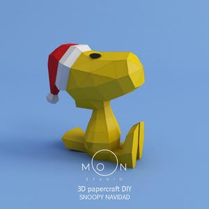 Snoopy Navidad, DIY, Papercraft, pdf, svg, dxf, Low Poly, 3D model ...