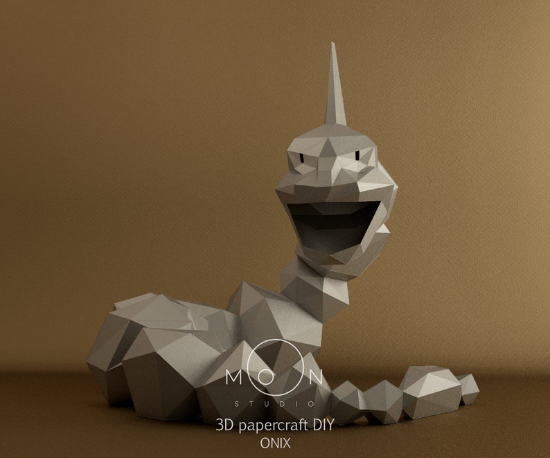 Onix, DIY, Papercraft, Low Poly, Pokemon, 3D Model, Decor, Series, Tv ...