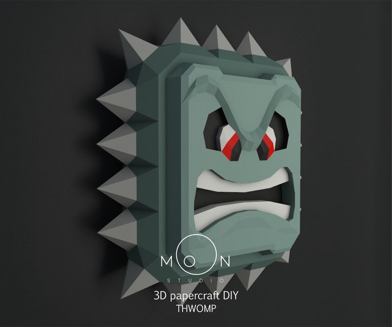 Thwomp DIY Papercraft PDF Svg Dxf Low Poly 3D Model - Etsy