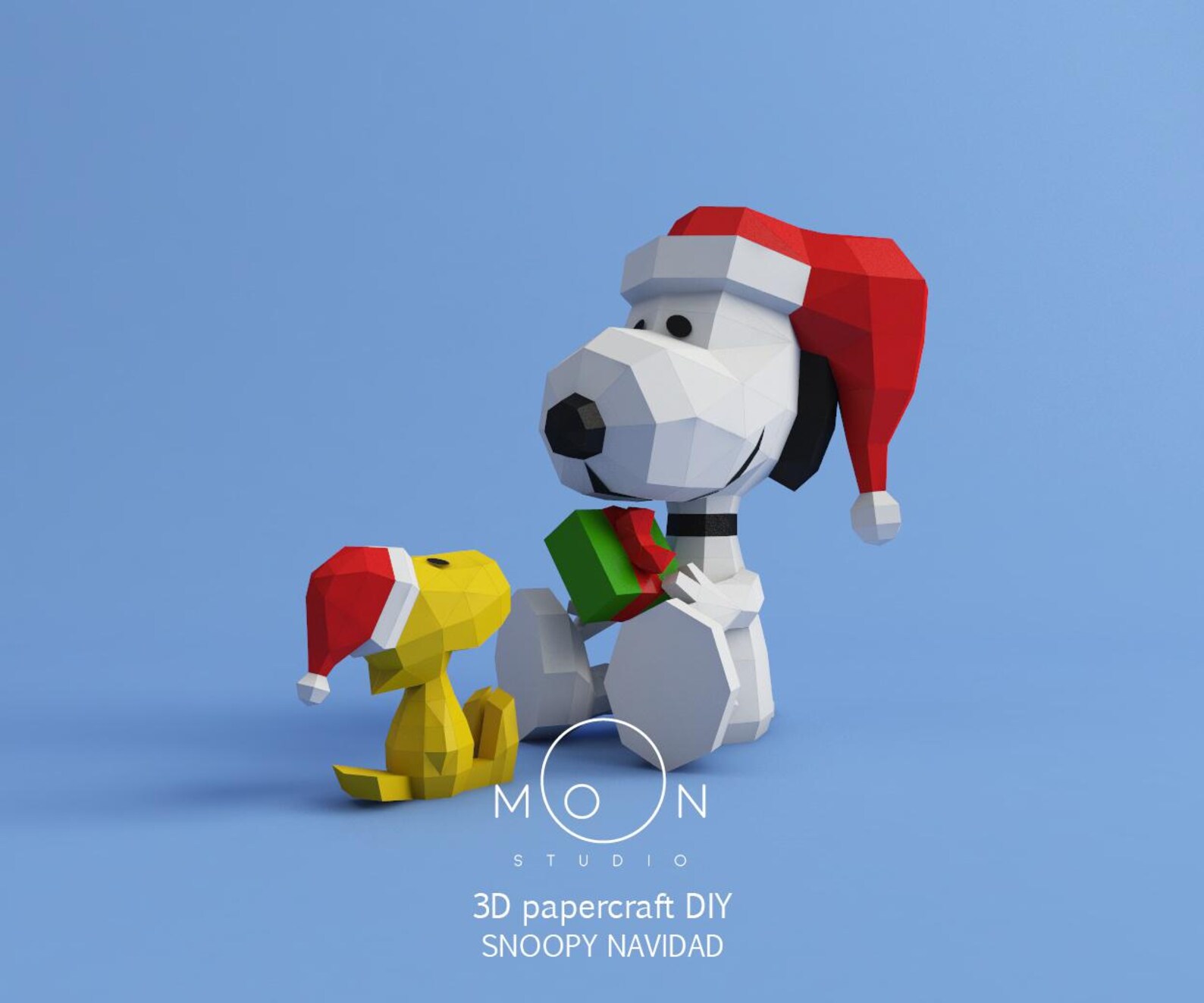 Snoopy Christmas, DIY, Papercraft, Pdf, Svg, Dxf, Low Poly, 3D Model ...