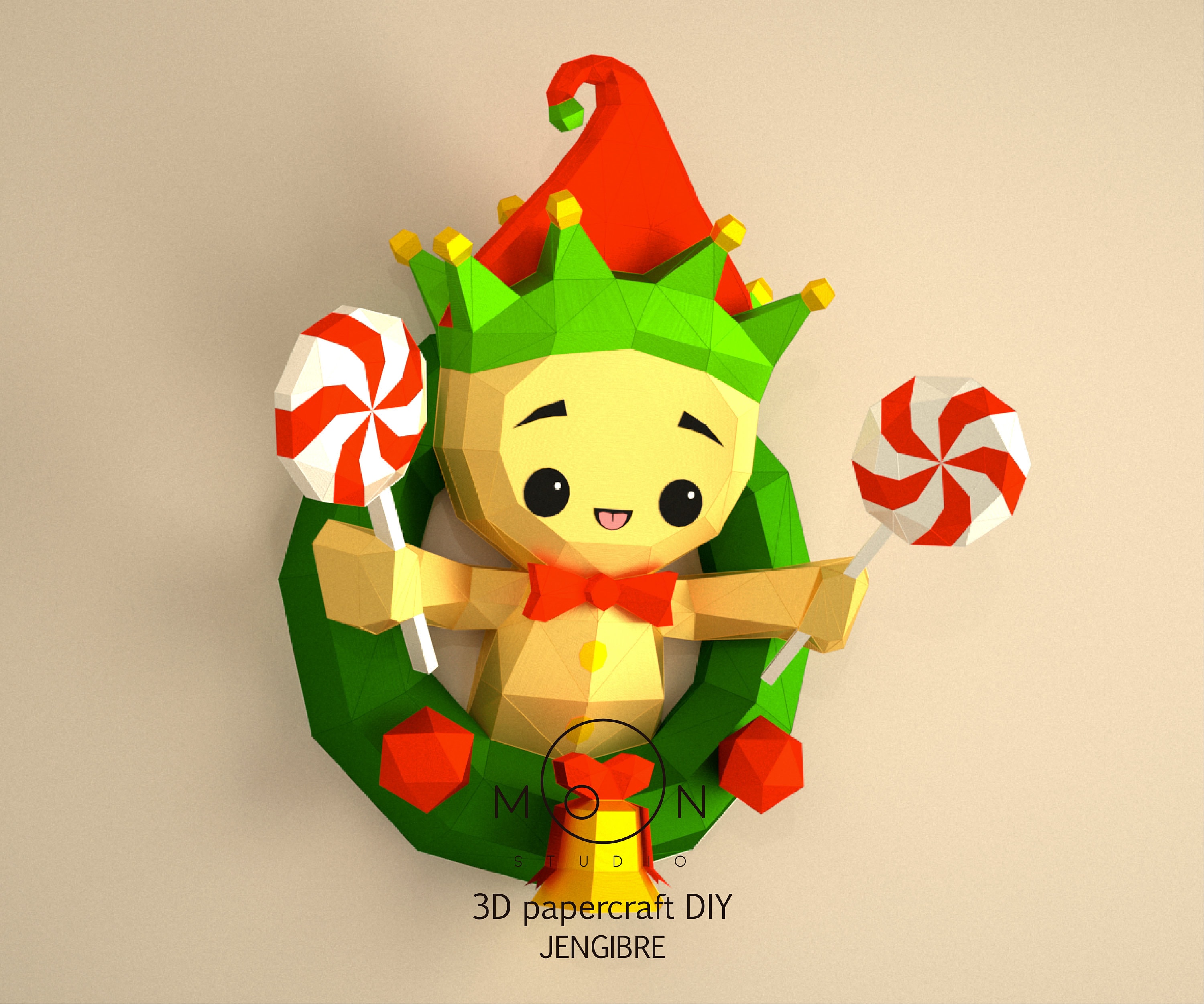 Gingerbread, DIY, Papercraft, PDF, Svg, Dxf, Low Poly, 3D Model, Craft ...