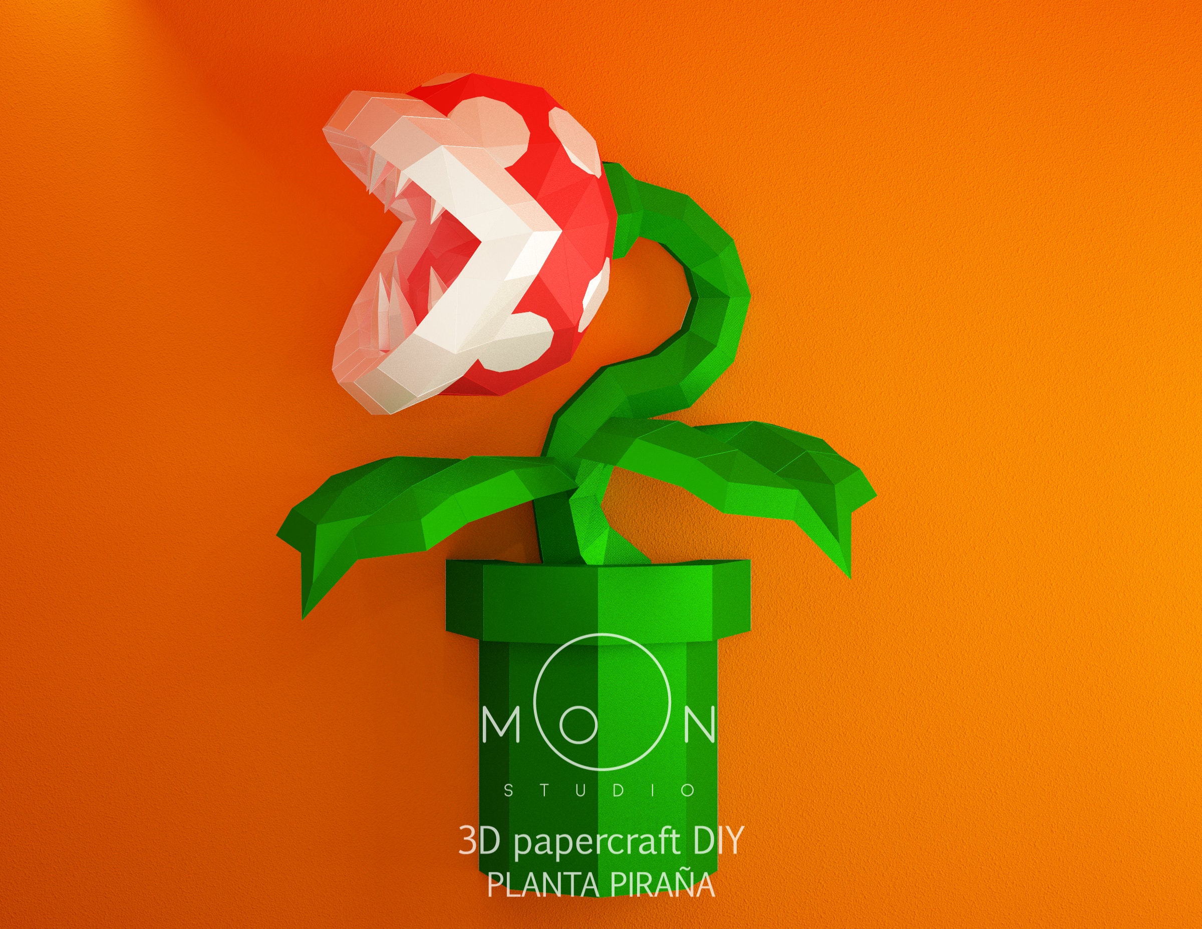 Piranha Plant, DIY, Papercraft, PDF, Svg, Dxf, Low Poly, 3D Model ...