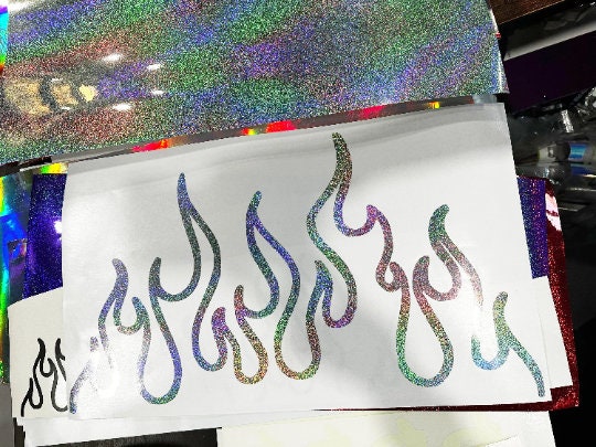 JDM Flame Window Holographic, Oil Slick, Pearl, Glitter Car Sticker ...