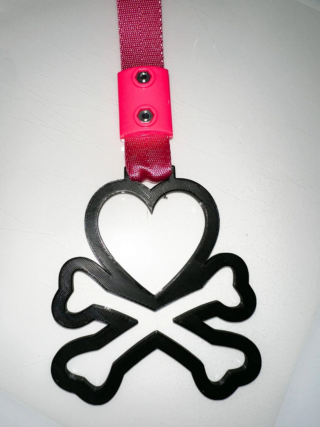 Tsurikawa JDM Ring Charm Japanese Heart and Cross Bones Shaped Subway ...