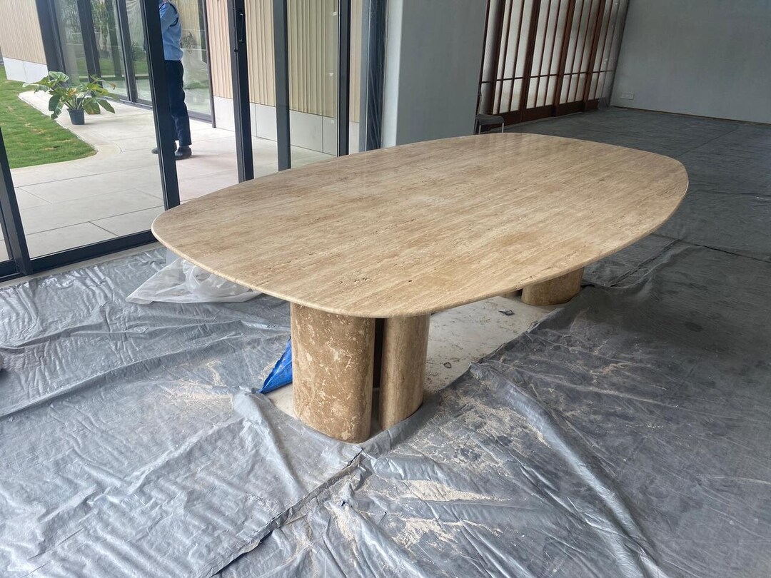 Travertine Dining Table Marble Dining Table Solid Travertine Table - Etsy