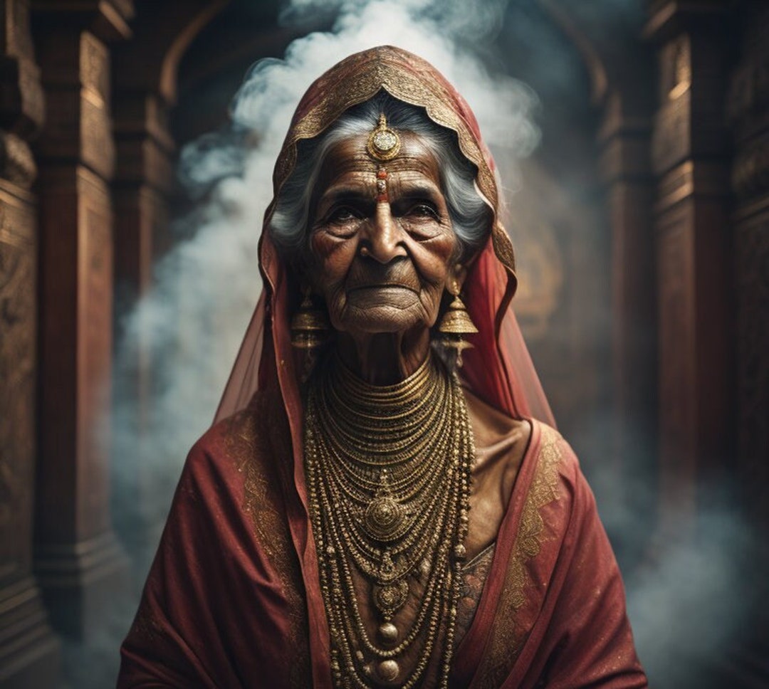 Realistic Portrait of Indian Woman - Etsy