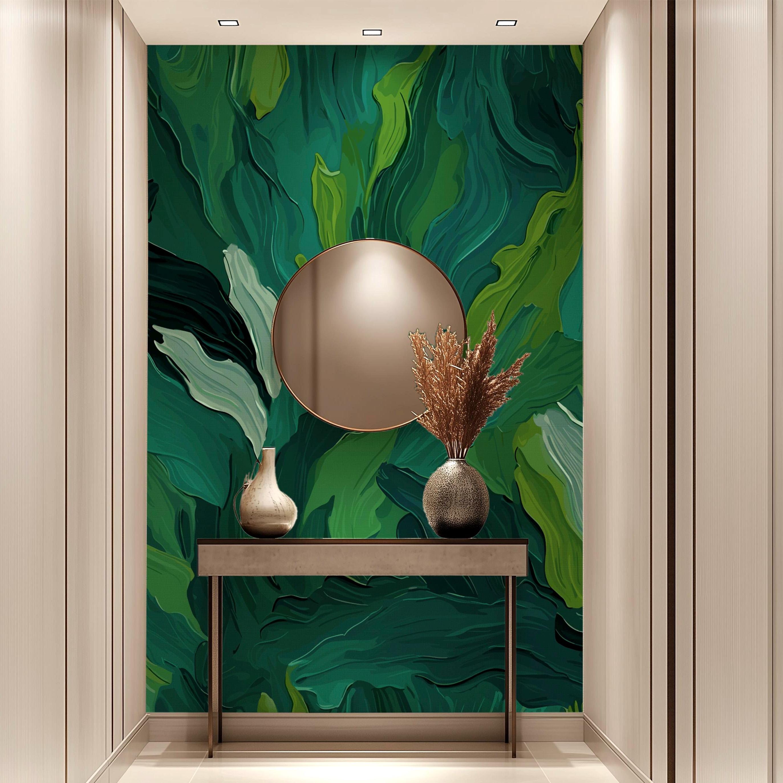 Funky Wallpaper Dark Green Wallpaper Boho Wallpaper Unique Wallpaper ...