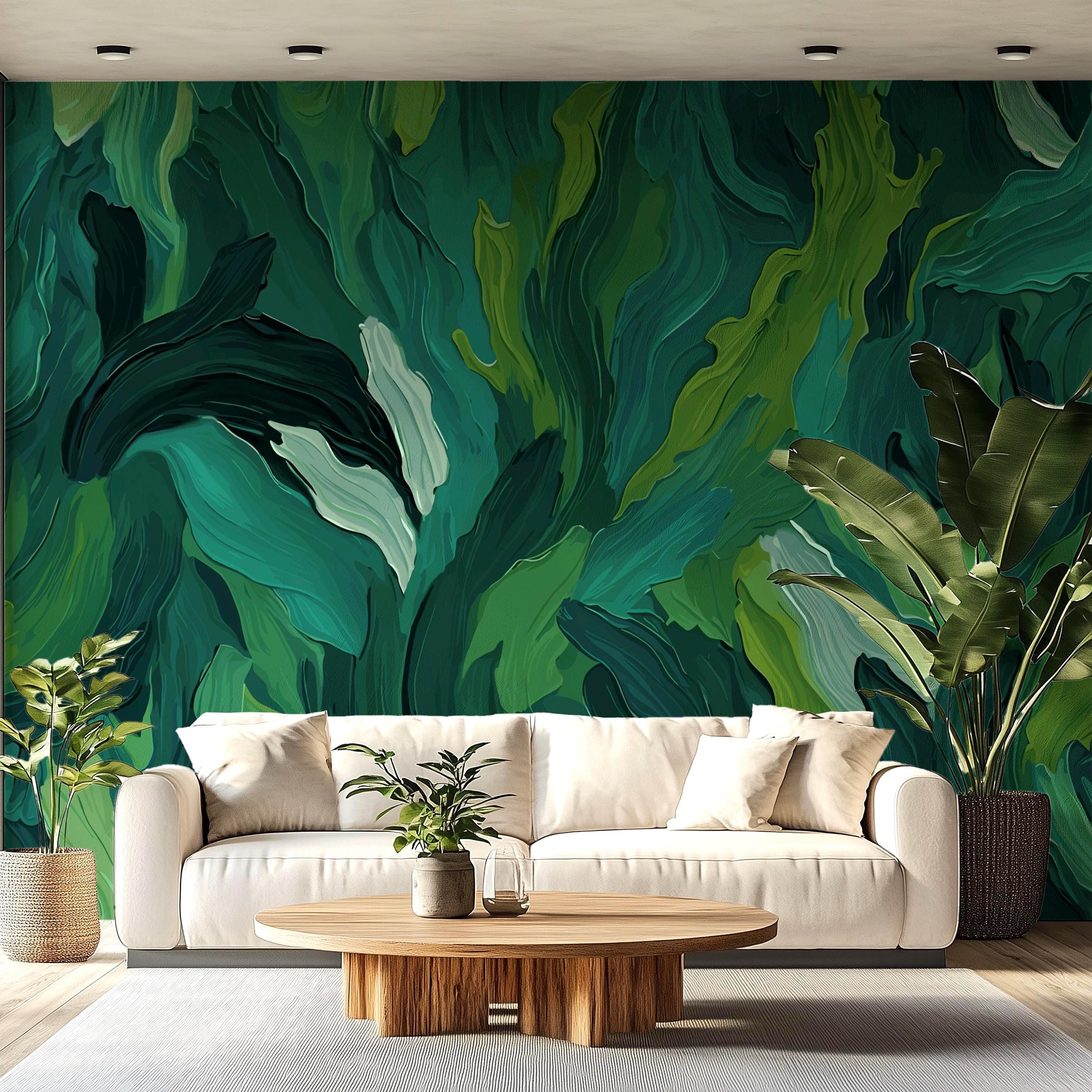 Funky Wallpaper Dark Green Wallpaper Boho Wallpaper Unique Wallpaper ...