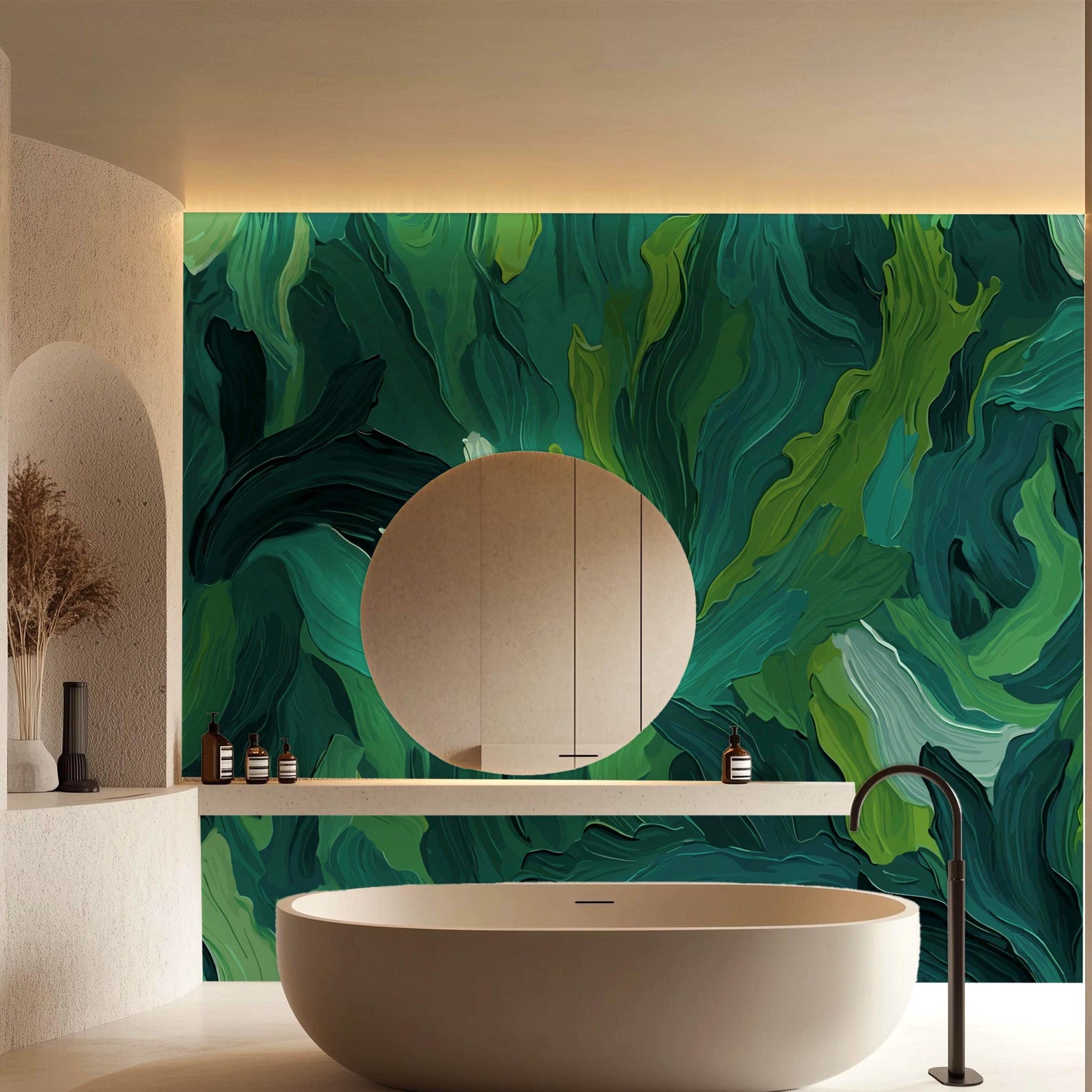 Funky Wallpaper Dark Green Wallpaper Boho Wallpaper Unique Wallpaper ...