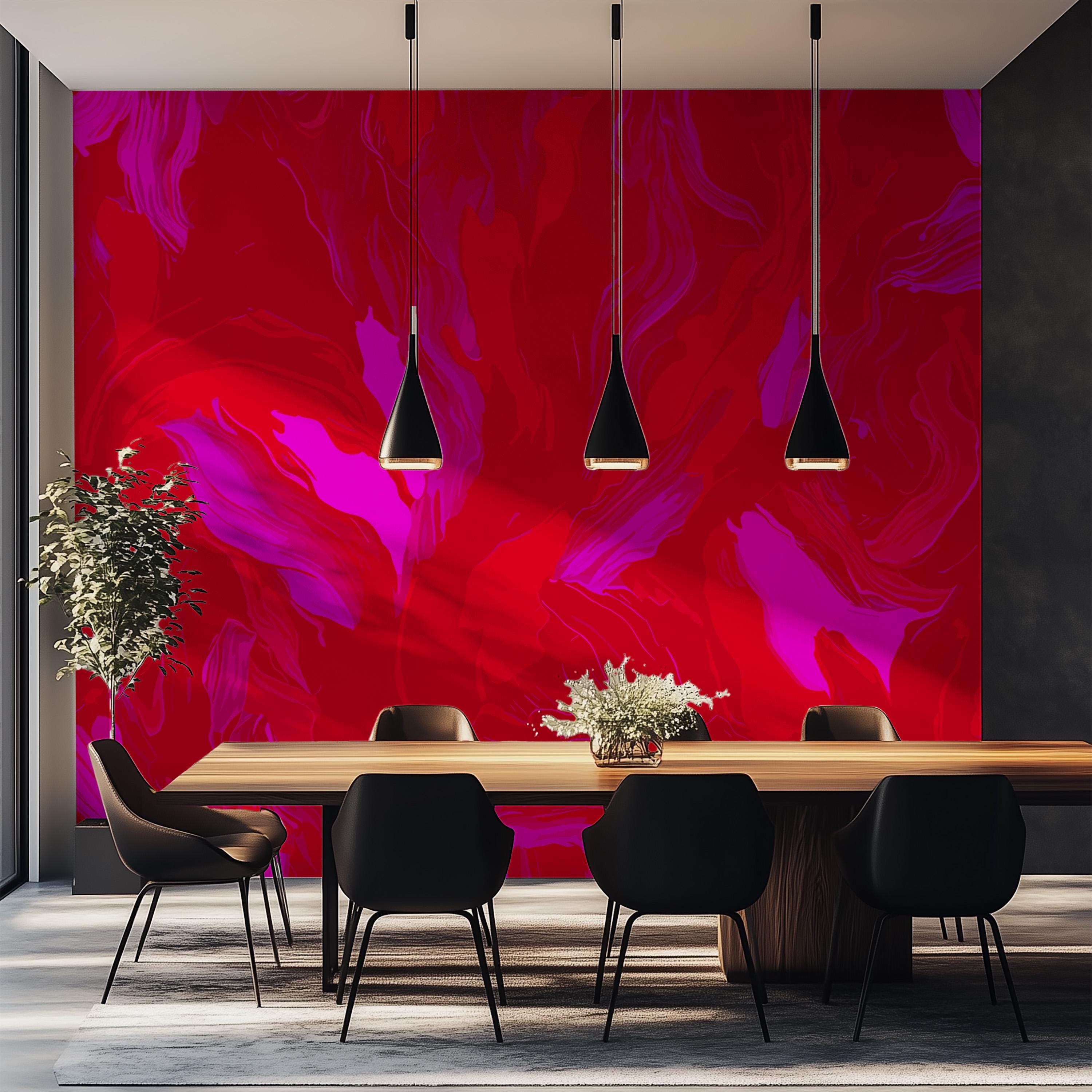 Funky Wallpaper Red and Pink Wallpaper Boho Wallpaper Unique Wallpaper ...