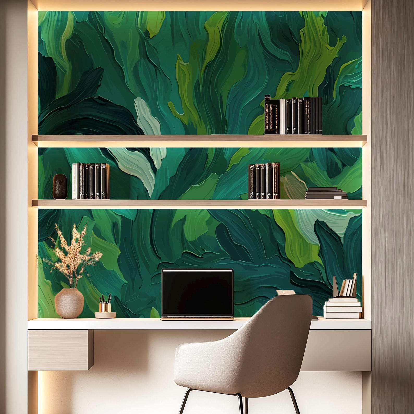 Funky Wallpaper Dark Green Wallpaper Boho Wallpaper Unique Wallpaper ...