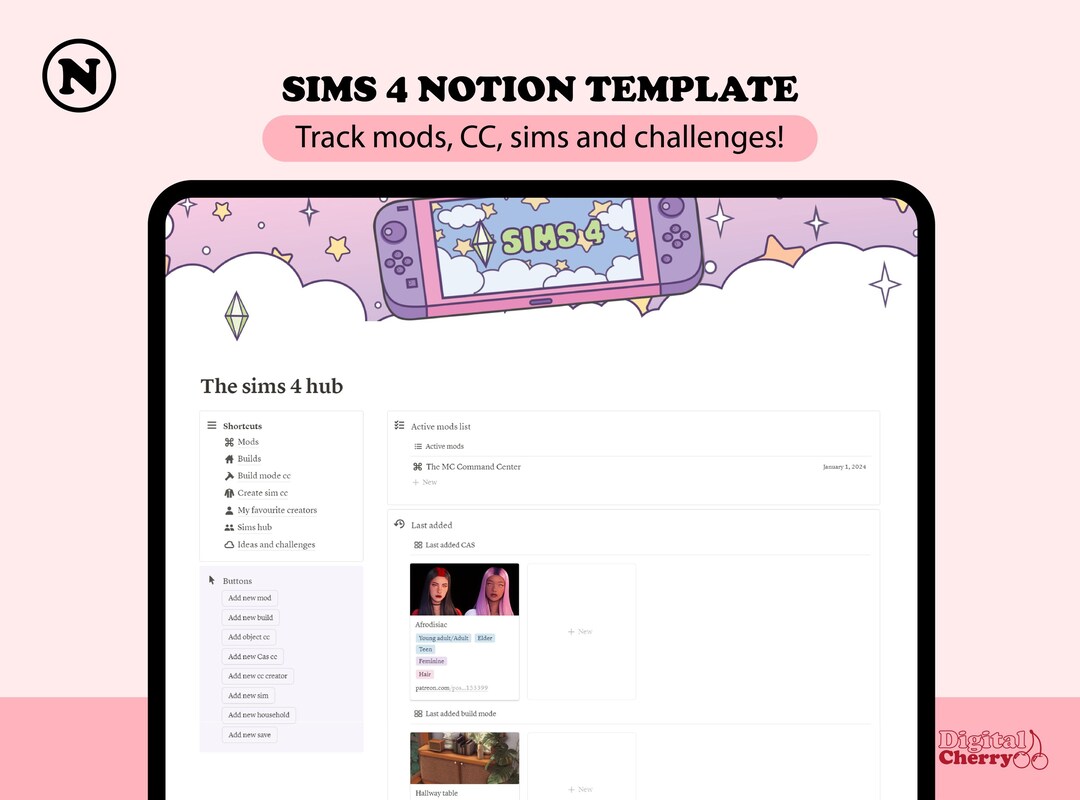 Sims 4 Notion Template With Covers - Etsy UK