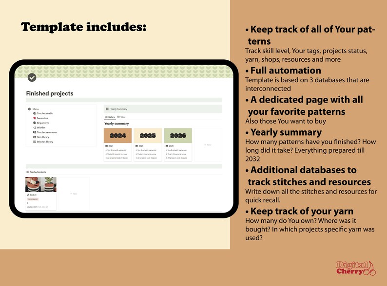Crochet Notion Template With Headers - Etsy