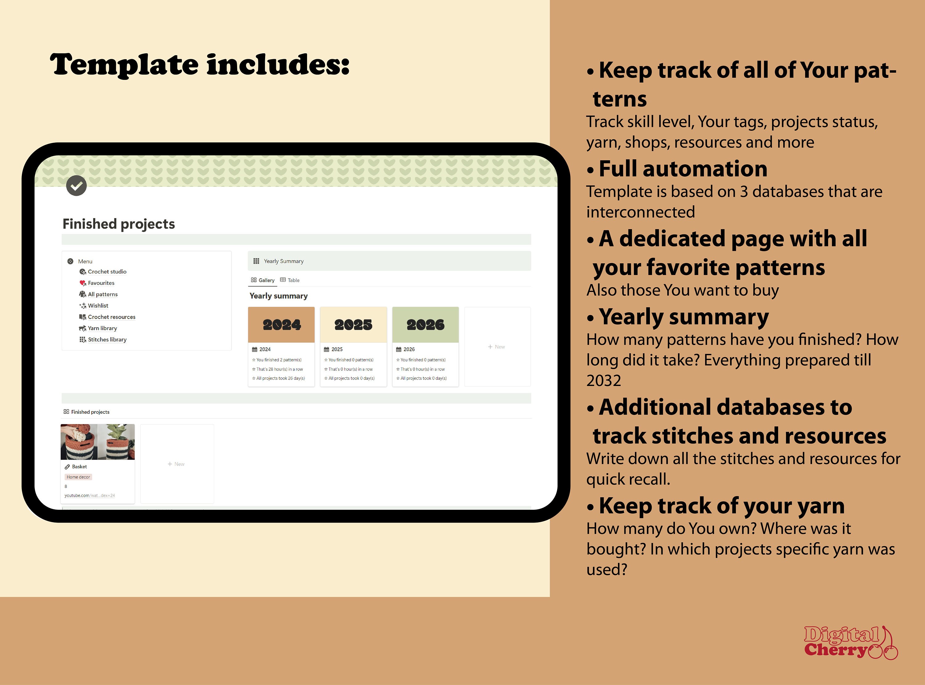 Crochet Notion Template With Headers - Etsy