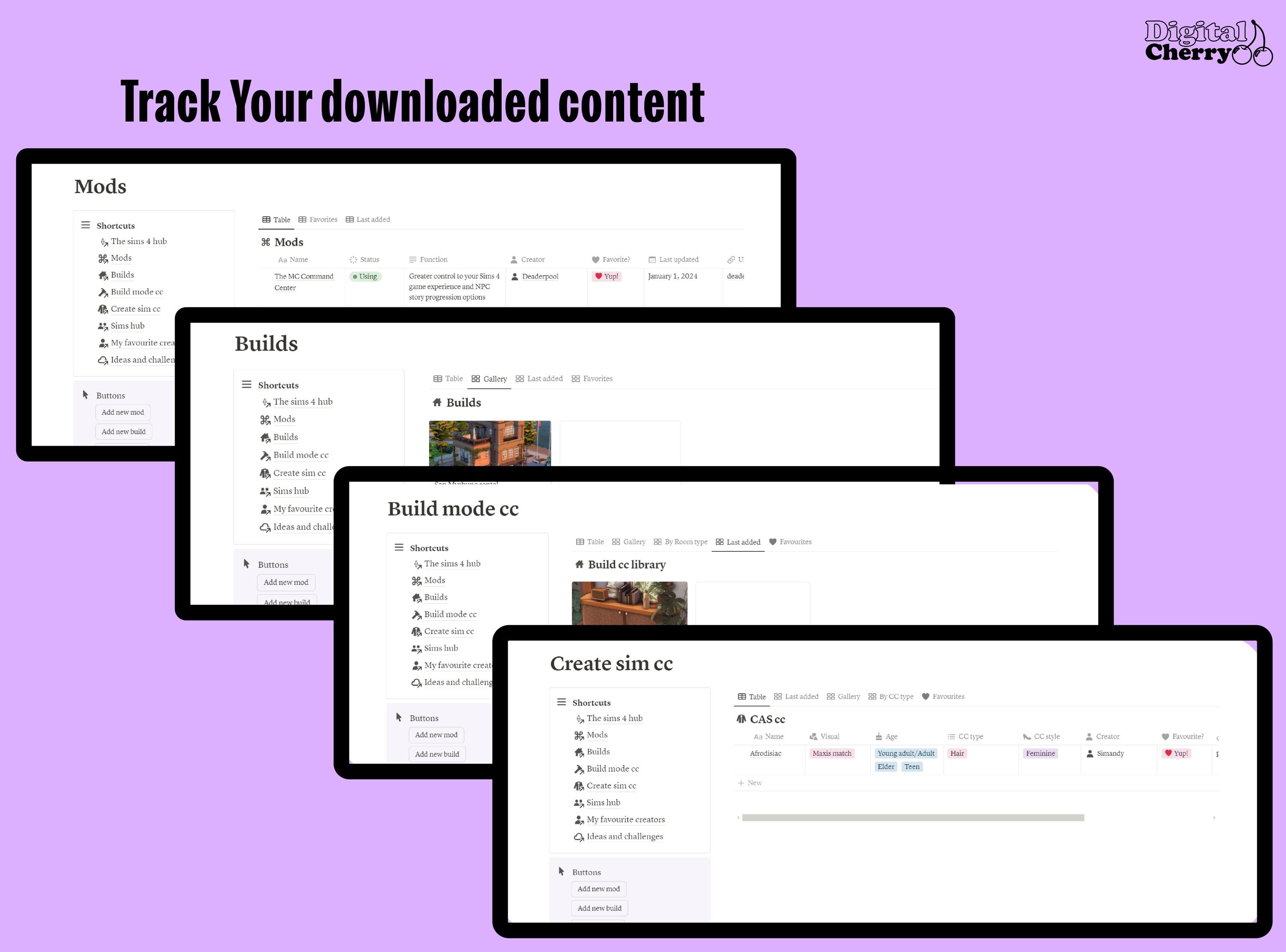 Sims 4 Notion Vorlage, Notion Hub, Sims 4 Planer - Etsy.de