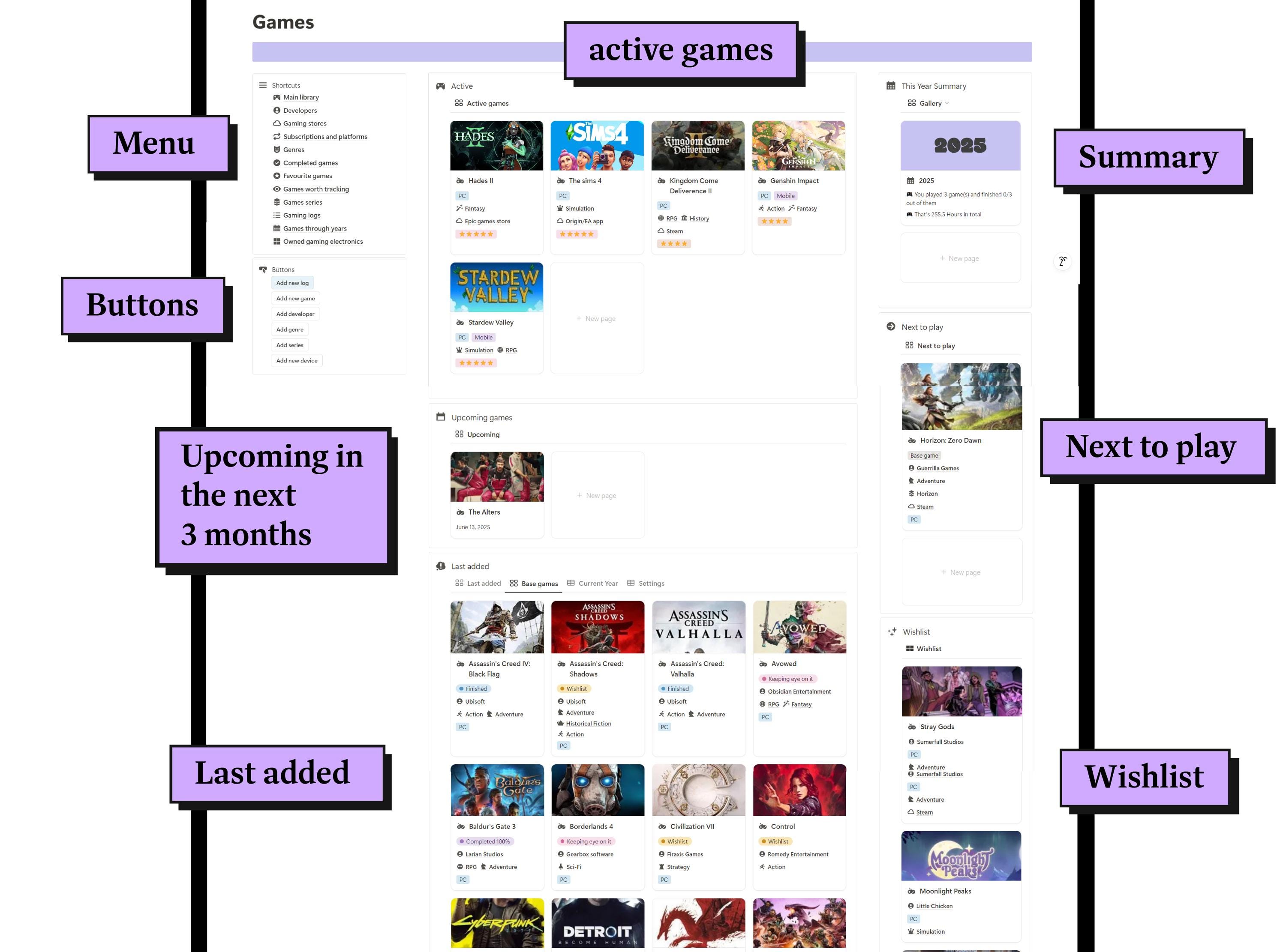 Notion Game Tracker, Notion Game Hub - Etsy UK