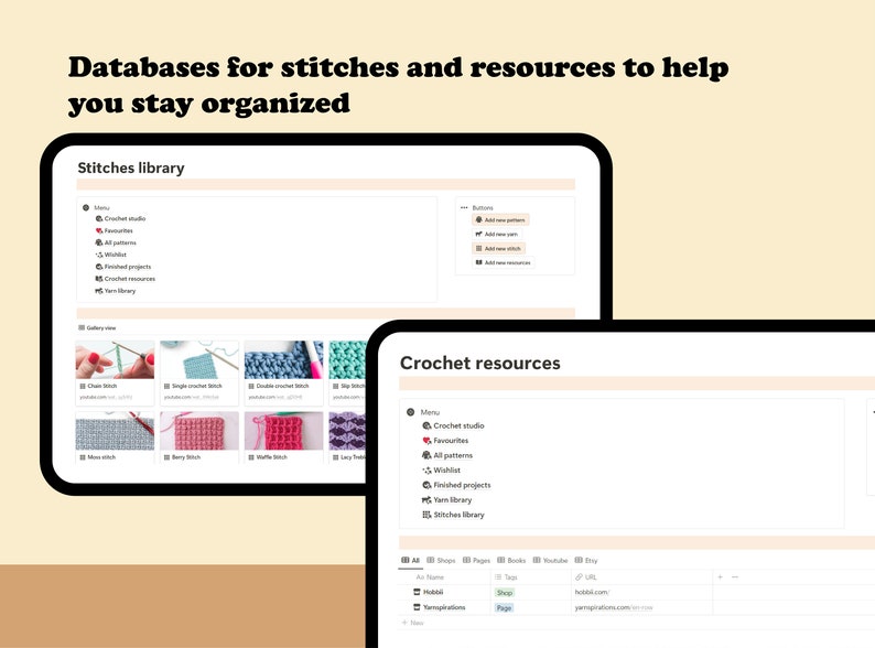 Crochet Notion Template With Headers - Etsy