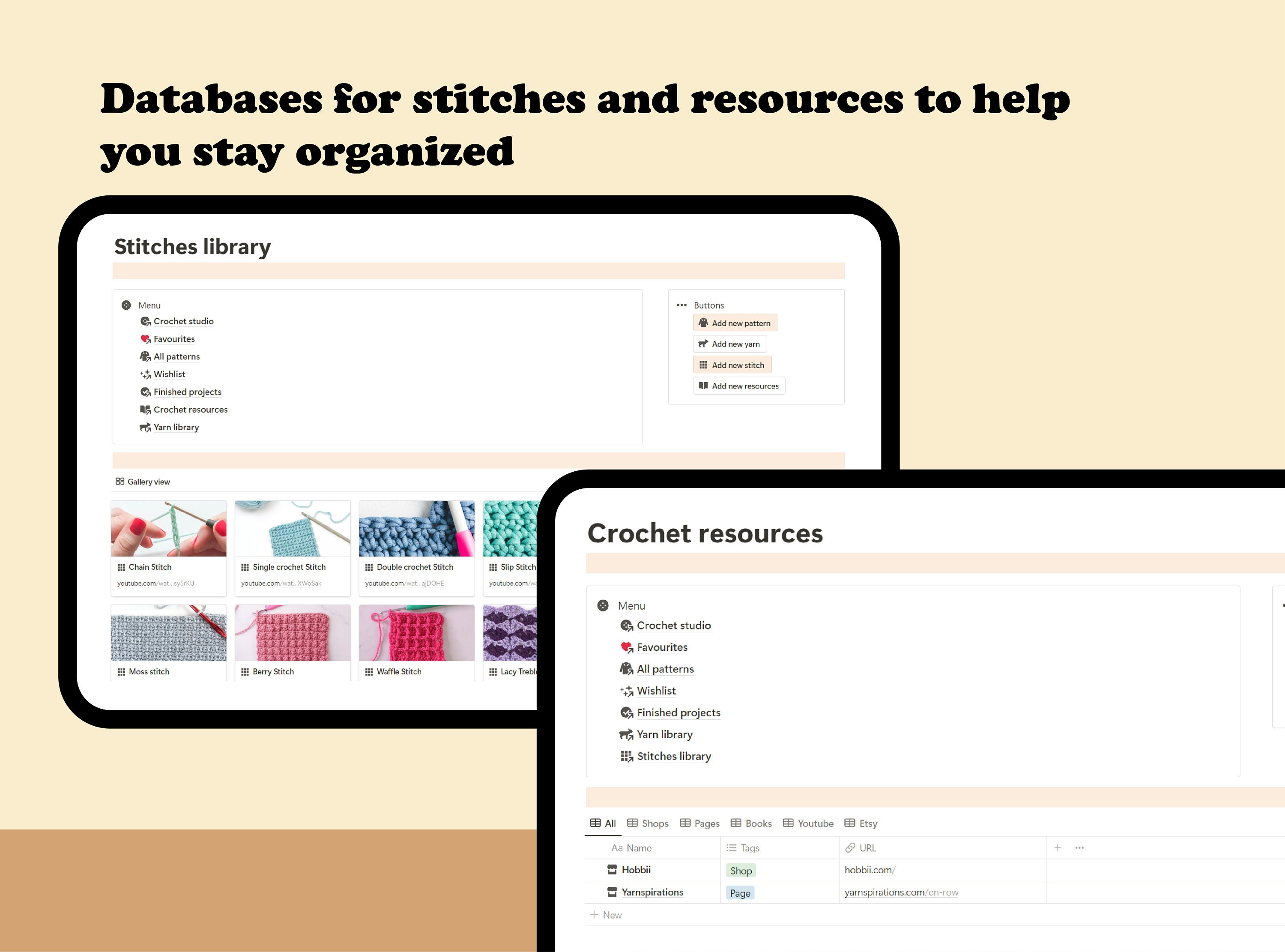 Crochet Notion Template With Headers - Etsy