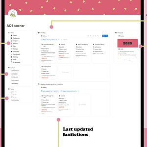 AO3 Notion Tracker, Fanfiction Notion Template, Notion Hub, Fanfiction ...