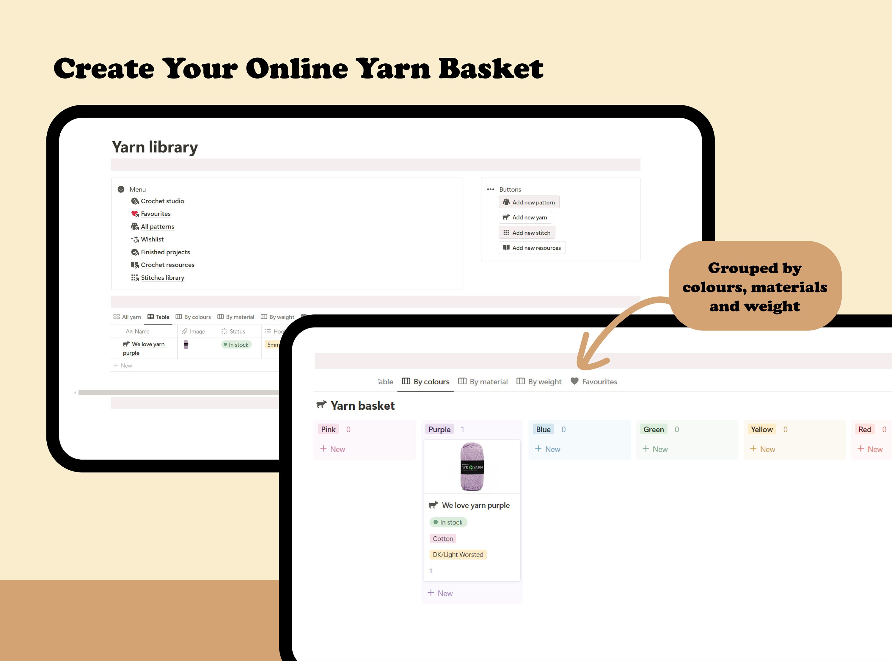 Crochet Notion Template With Headers - Etsy