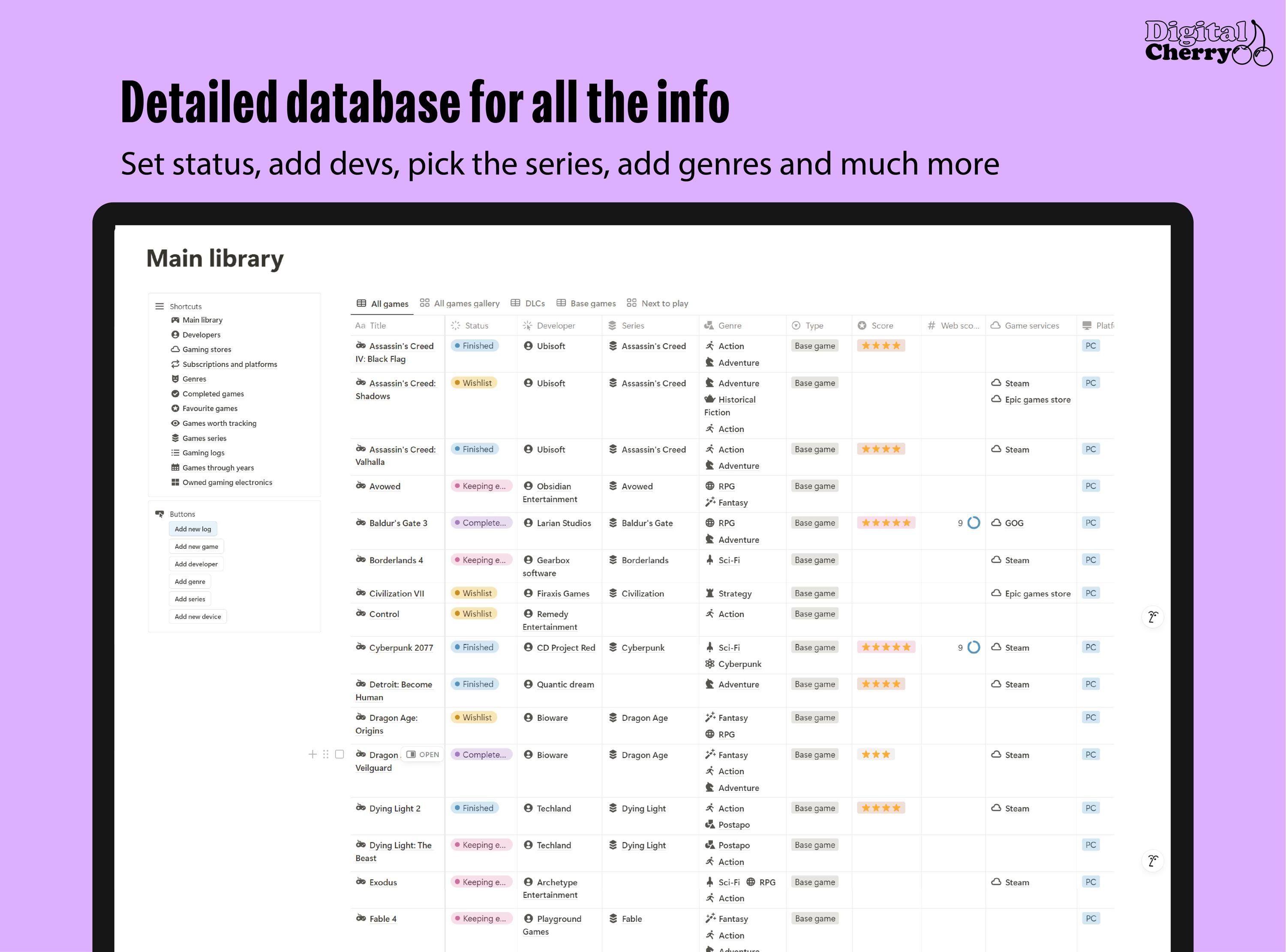 Notion Game Tracker, Notion Game Hub - Etsy UK