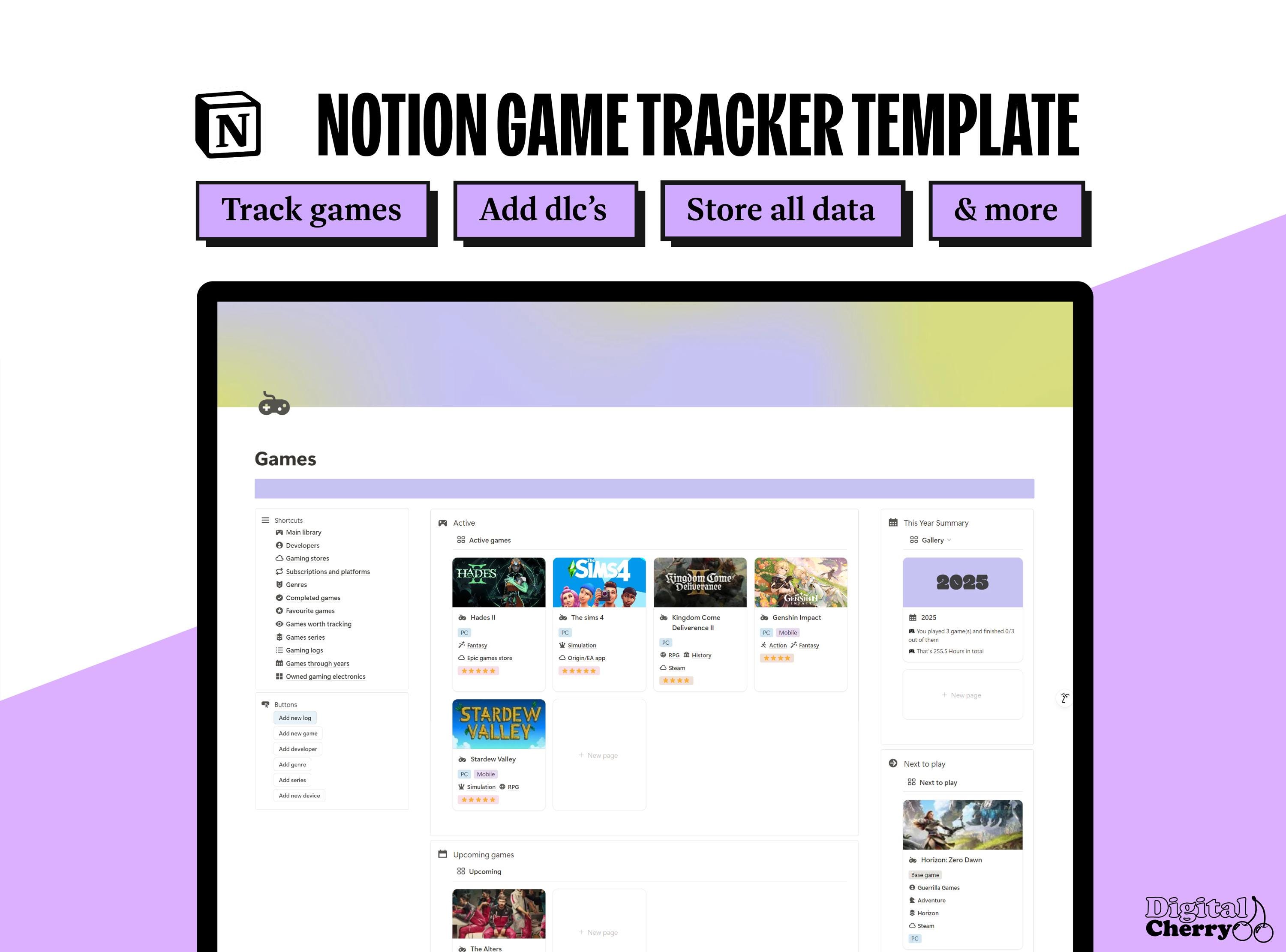 Notion Game Tracker, Notion Game Hub - Etsy