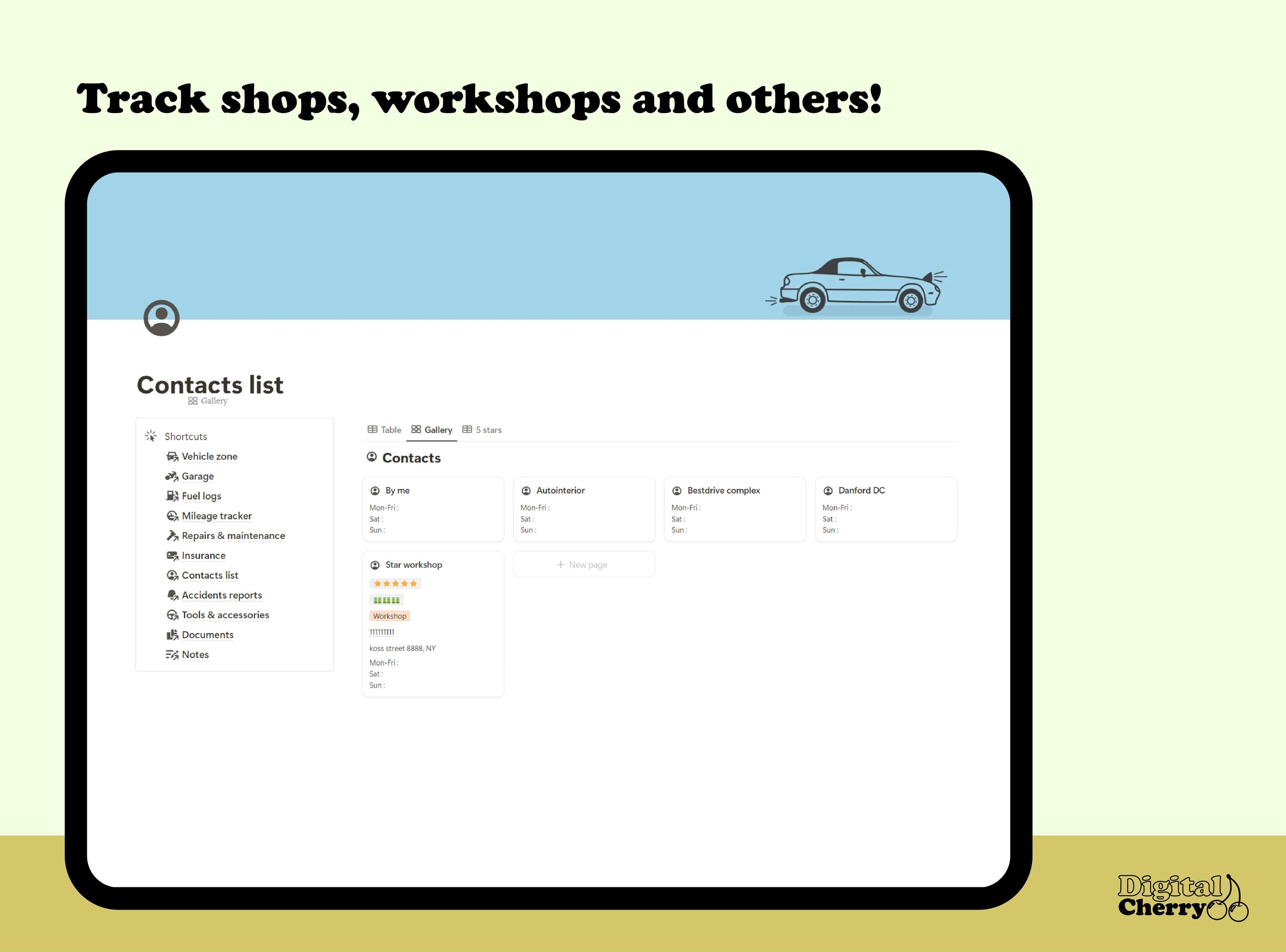 Notion Vehicle Template, Notion Garage Hub, Vehicle Management, Vehicle ...